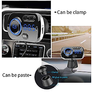 Bluetooth FM Transmitter for Car, Wireless Radio Adapter Car Music Player Car Receiver with Bluetooth FM Frequency Support Hands Free Call,Car Charger Dual USB Port,TF Card/AUX