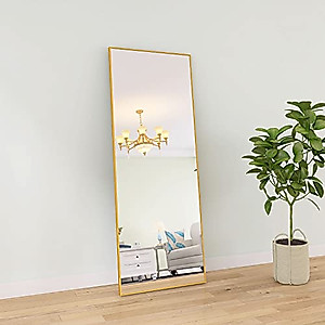 Z ZemXHhui Full Length Mirror, Wall-Mounted Full Body Mirror with Aluminum Alloy Thin Frame, Decorative Mirror for Bedroom Living Room Bathroom, 65"x23.6", Gold