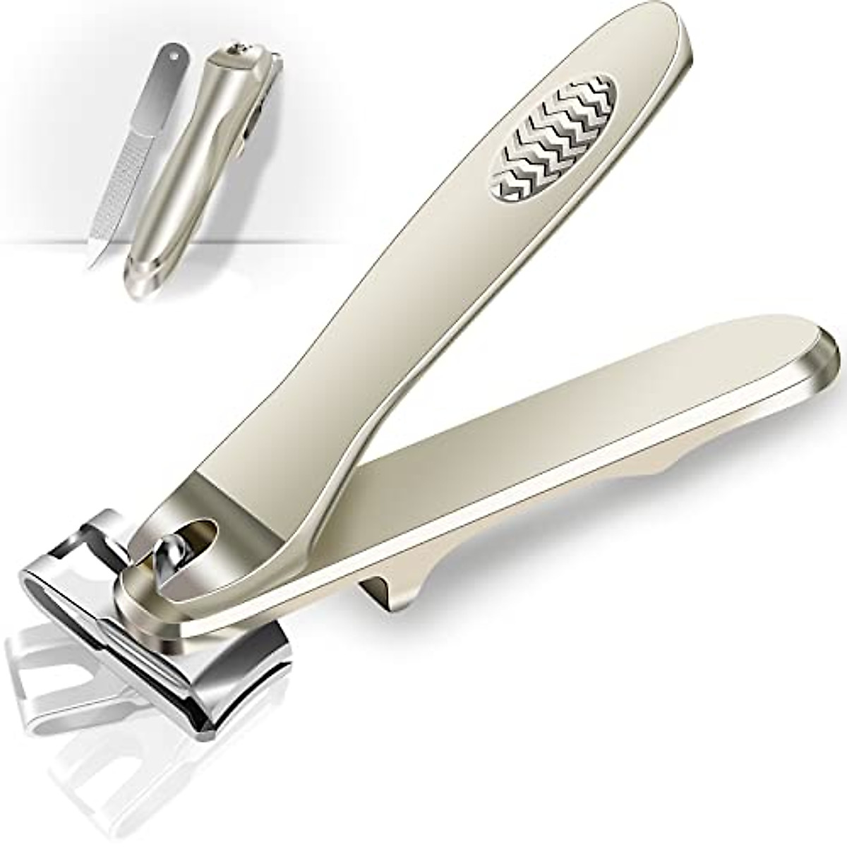 DR. MODE Nail Clippers Easy Grip 360 Degree Rotary Toenail Clippers for Men,Stainless Steel Long Handle Fingernail Clippers Sharp Blade Nail Cutters Trimmer with Nail File