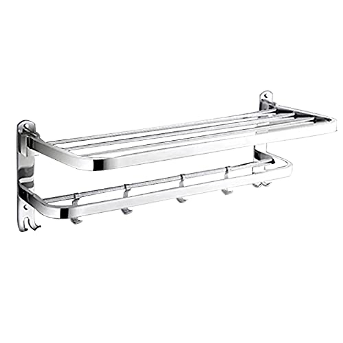 WKZZTCGD Brushed Nickel Towel Racks for Bathroom,304 Stainless Steel with Towel Hooks,Wall Mounted Shelf Double Towel Bar Holder