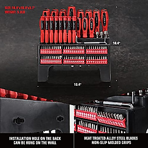 102 Piece Magnetic Screwdriver Set with Rack, Magnetic Tip, Common Repair Tools, Ideal for Gift