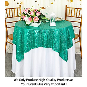 Small Tablecloth Square 36x36-Inch Green Sequin Tablecloth Glitter Table Cover Overlay Square Christmas Green Wedding Table Cloths Sequin Fabric Tablecloth for Round Table Birthday Baby Shower Decor
