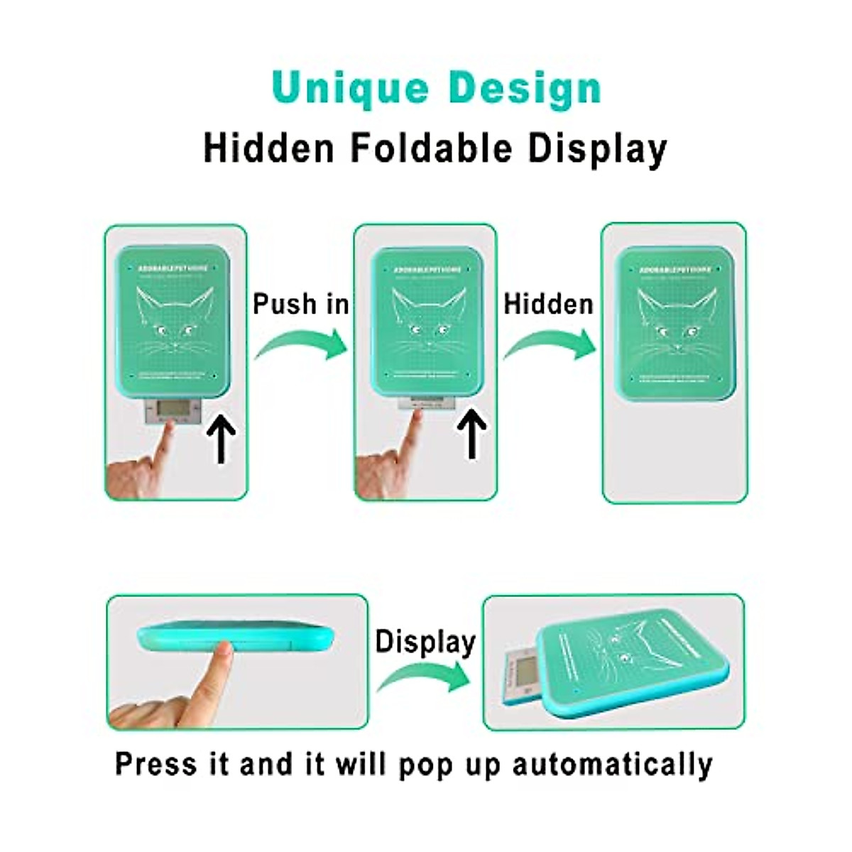 Flyvyan Digital Pet Scale, Puppy Scale for Whelping, Kitten Scale with Foldable LED Display, Small Animal Scale for Dog/Cat/Rabbit/Hamster, Kitchen Scale with Removable Tray (Robin Egg Blue)