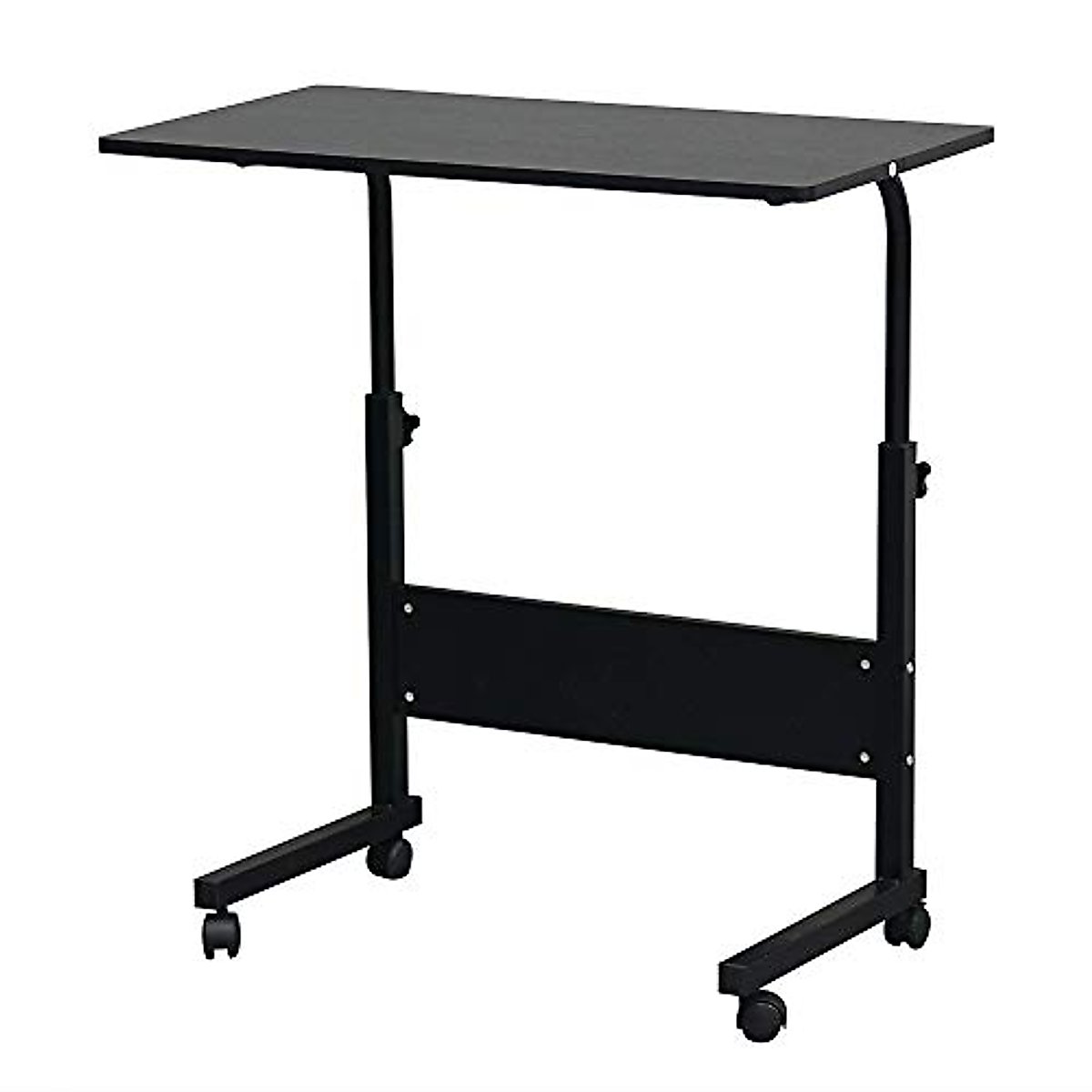 C Table with Wheels for Couch Bed Recliner, Side Table for Couch, Sofa Side Table Desk with Wheels, Tray Table Portable Side Table for Bed, Table Laptop Cart, Height Adjustable Coffee Snack Table