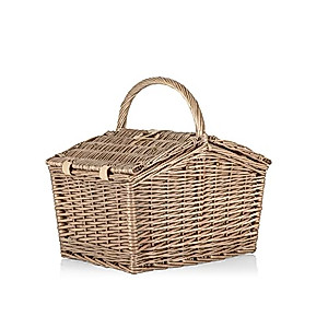 PICNIC TIME Piccadilly Picnic Basket - Romantic Picnic Basket for 2 with Picnic Set, (Natural Canvas)