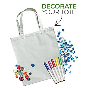 3 Pack Natural Cotton Canvas Compostable Grocery Totes, 12.5"x 13.5"x 6"