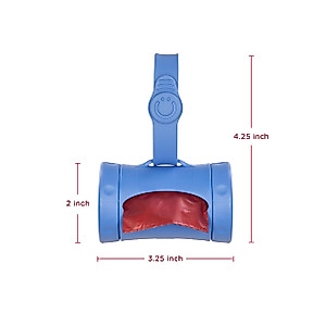 Ubbi Retractable Dog Poop Bag Holder and Dispenser with Silicone Strap Leash Attachment, Includes 2 Rolls of Lavender Scented Leakproof Waste Bags, Blue