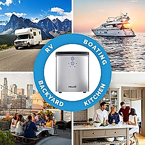 Newair Portable Countertop Ice Maker, Silver | 33 lbs. Of Ice A Day, Ice Cubes Ready In 8 Minutes With 2 Ice Bullet Sizes | Ideal For Home, Office, Bar, RV NIM033SS00