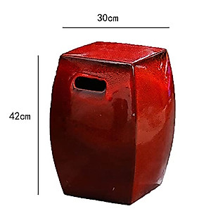 FAIRAH New Chinese-Style Square Ceramic Stool, Drum Stool, Shoe-Changing Stool, Retro Nostalgic Drum Stool for Study Guzheng. (Color : Red)