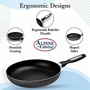 Alpine Cuisine Fry Pan 8 Inch Nonstick Coating Gray, Frying Pans Nonstick for Stove with Stay Cool & Comfortable Handle, Durable Nonstick Cookware, Ideal for Family
