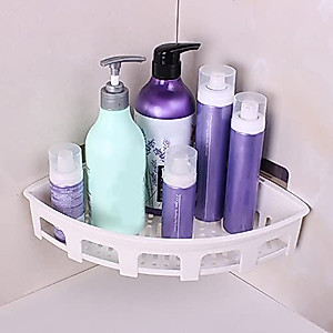 LAPUTA Wall Mount Organizer,Shower Caddy Punch-Free Plastic Wall Corner Triangle Shampoo Holder with Drain Design for Kitchen, Bathroom, Cabinet, Toilet, Office Beige One Size