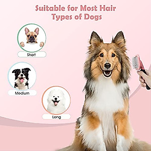 Slicker Brush, PETPAWJOY Dog Brush Gently Cleaning Pin Brush for Shedding Dog Hair Brush for Small Dogs Puppy Yorkie Poodle Rabbits Cats-Pink