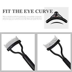 TEOYALL 2 PCS Eyelash Comb, Makeup Mascara Applicator Metal Teeth Eyelashes Separator Curler Arc Designed False Eyelash Grooming Brushes