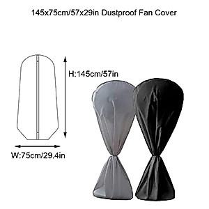SUNSURE Floor Fans Cover 57x29in Electric Fan Dust Cover Waterproof Dustproof Cover Fans Protection for Floor Pedestal Stand Fans (Black)