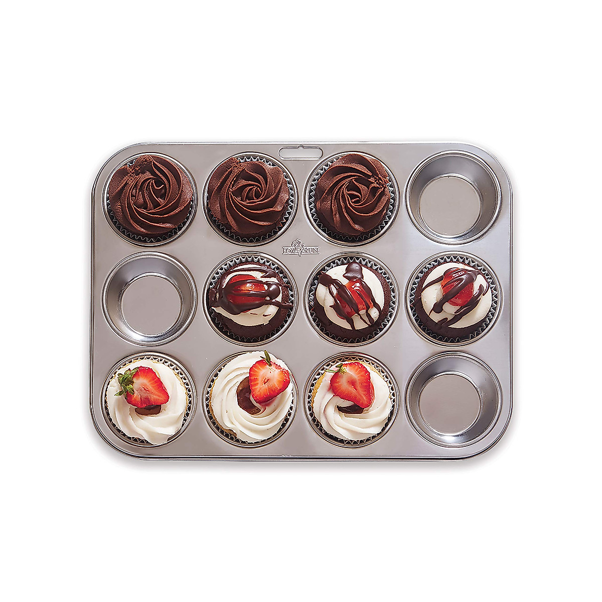 Fox Run 12-Cup Muffin and Cupcake Baking Pan, 10.5 x 13.75 x 1.25 inches, Silver