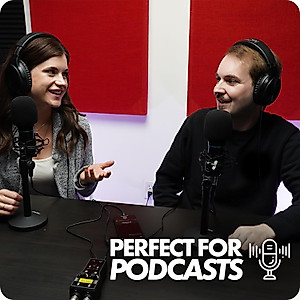 Movo iPhone Podcast Equipment Bundle - 2 Pack Condenser Microphones, 2 Desktop Mic Stands, 2 Pop Filters, 2-Channel XLR Interface with Lightning Output - Compatible with iPhone, iPad, iOS (Lightning)