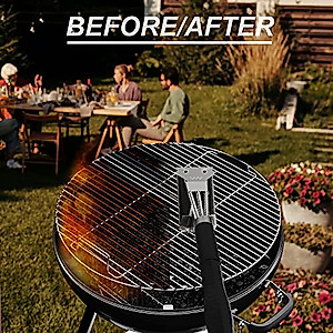 AJIJING Grill Brush for Outdoor Grill, 18" BBQ Brush for Grill Cleaning Stainless Steel Wire Bristle BBQ Grill Cleaner Brush with Scraper Accessories (1 Pack)