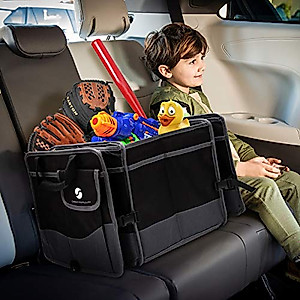 Trunk Organizer with Cooler, Collapsible Trunk Storage Container with Non Slip Bottom Strips, Large Multi-Compartment Waterproof Car Trunk Organizer Groceries for Vehicle Sedan, Suv, Truck,Van(Black)