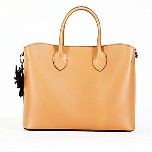 Robin Lisa New York Luxury Handbags for Women | Hand-made in Italy, Genuine Leather Madison Tote Bag (Camel)