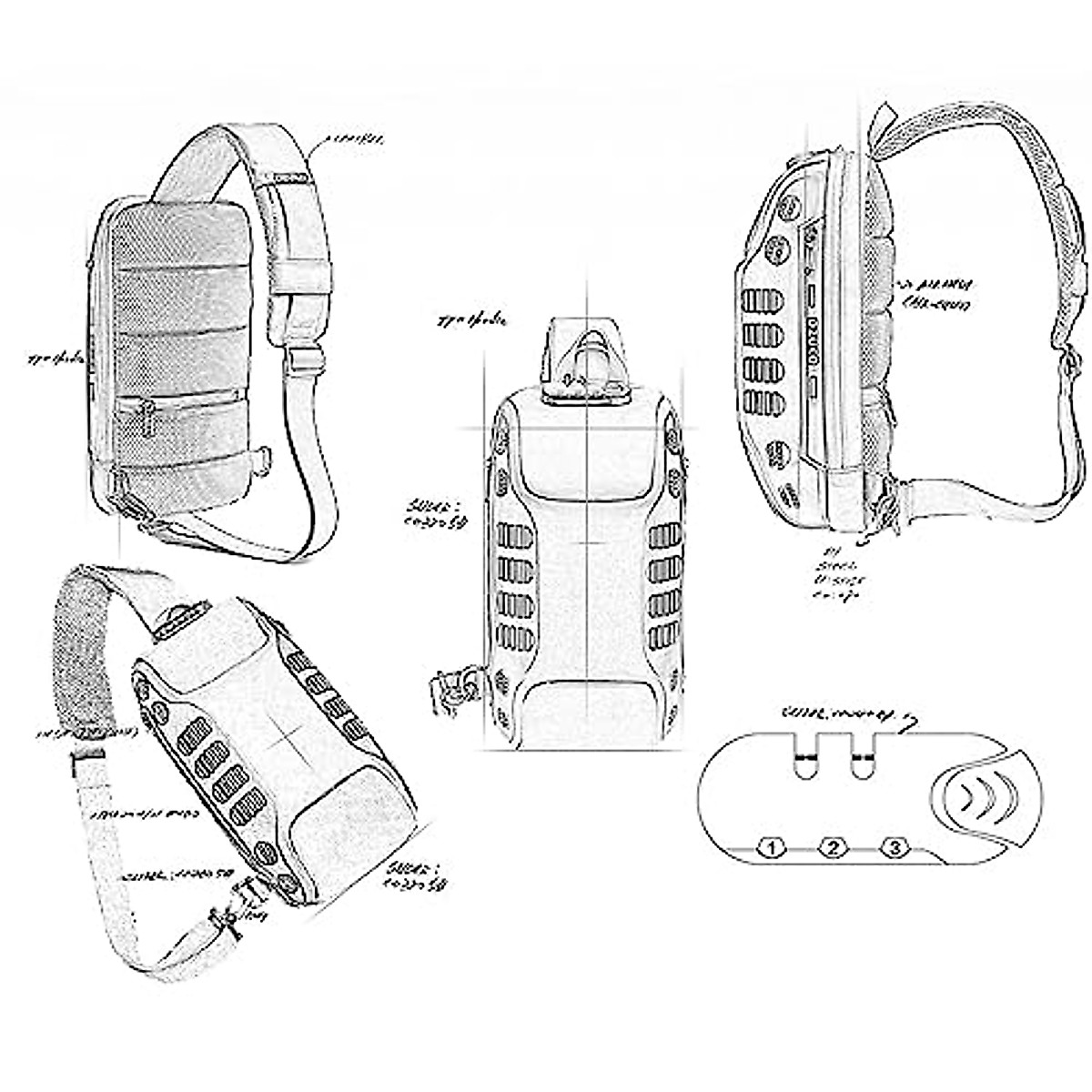 OZUKO Sling Bag Anti-theft Shoulder Crossbody Waterproof Chest Bag Backpack with USB Charging Port(black, sports car)