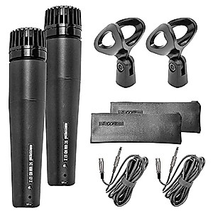 5 Core 2 Pack Dynamic Instrument Microphone - Premium Quality and Versatile Mic for Live Performances, On Stage and Studio Recording - Durable Metal Mic- Cable, Mic Holder and Bag Included Pair ND-57X