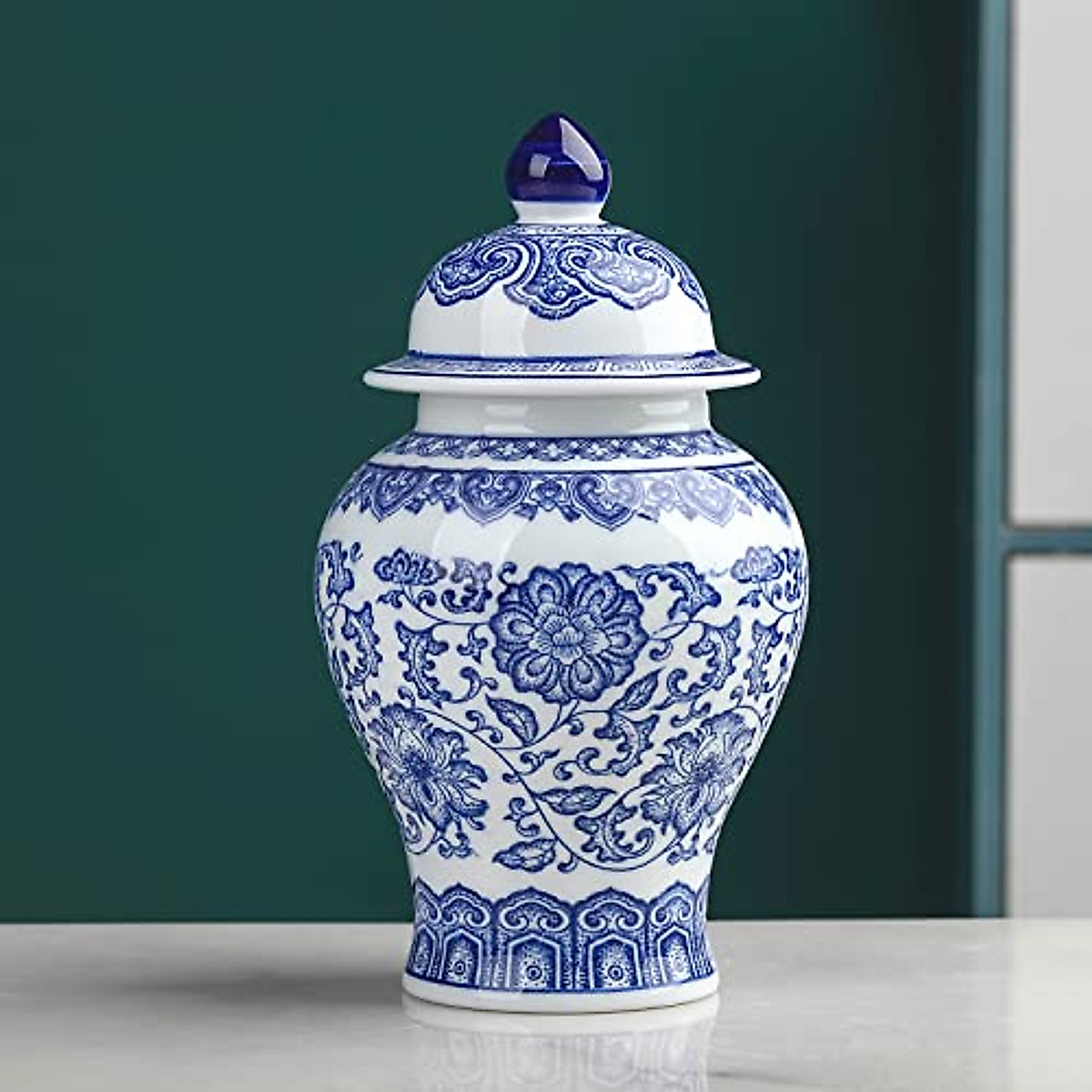GaLouRo Blue and White Ginger Jars for Home Décor,Small Chinoiserie Porcelain, Good Ideal for Room, Office Decoration,9.8" H