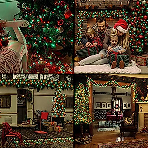 Ollny Cluster Lights for Christmas Tree, 600LED 30ft Red and Green Christmas Lights Outdoor 8 Modes Timer Remote, Waterproof String Lights for Indoor Outside Garland Xmas Decorations