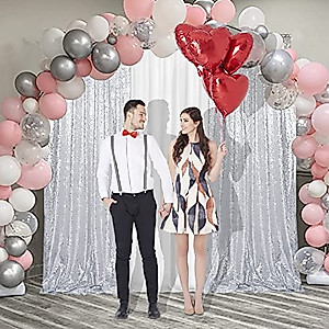 New Year Sequin Silver Curtains, Select You Size, 4FT*8FT Sparkly Silver Sequin Fabric Photography Backdrop, Best Wedding/Home/Party Fashion Decoration