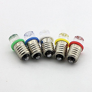 GutReise 10pcs E10 Screw Flood Led Lamps +10pcs E10 Base,12V Cold White Led Bulb Light (12V, Cold White)