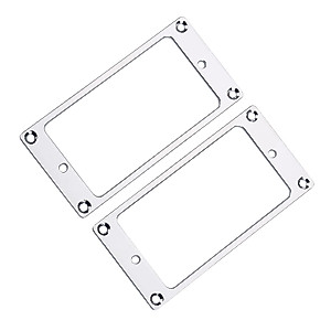 2 Pcs Metal Flat Humbucker Cover Guitar Pickup Frame Mounting Ring (Silver) Chrome Pickup Rings Humbucker Mounting Ring Chrome Guitar Pickup Rings