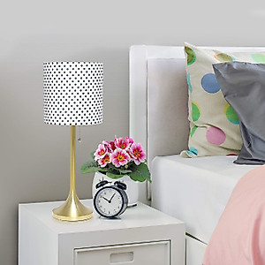 Simple Designs LT1076-GDD Tapered Fabric Drum Shade Table Lamp, Gold and Polka Dot