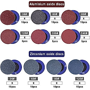 AUSTOR 126 Pcs Sanding Discs 2 Inch Quick Change Disc with 1/4 inch Tray Holder Surface Conditioning Disc for Surface Prep Strip Grind Polish Finish Burr Rust Paint Removal