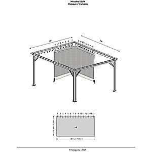 Sojag Accessories Set of 4 12' x 14' Curtains for Monaco/Messina/Mykonos Outdoor Gazebo Models, Grey