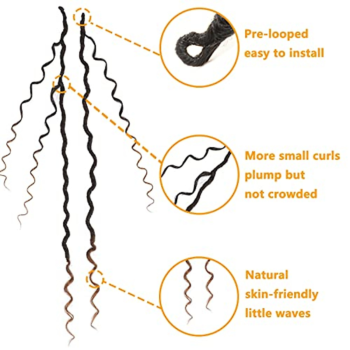 6 Packs Goddess Faux Locs Crochet Hair, Goddess Locs Crochet Hair for Black Women, Culy Boho Style Braids (22 Inch, T1B/30)