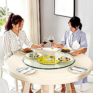 Glass Lazy Susan Turntable - 28in Round Turntable Rotating Serving Tray for Dining Table, Lazy Susan Heavy Duty Turntable Table Top Centerpiece Silent & Smooth ( Color : Clear-A , Size : 36in/90cm )