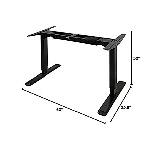ErgoMax Adjustable Ergonomic Standing Workstation Electric Desk Frame w/Dual Motor, Tabletop Not Included, 50 Inch Max Height, Black