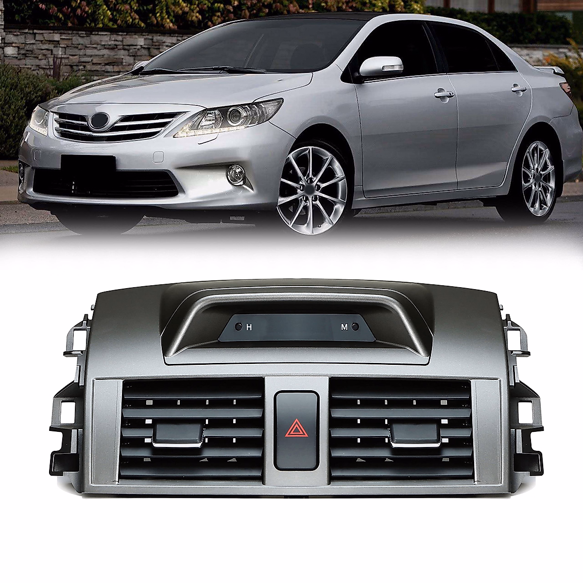 MYFANDOOR Center Dash A/C Outlet Air Vent Panel Replacement with Clock Air Vent Compatible with Toyota Corolla 2009-2013 Replaces # 55670-02340