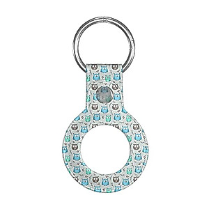 Waterproof Airtag Keychain&Leather Air Tag Holder,Owl Protective Tracker Case with Loop Key Ring for Airtags,Airtag Cover for Wallet,Luggage,Cat,Dog,Pets