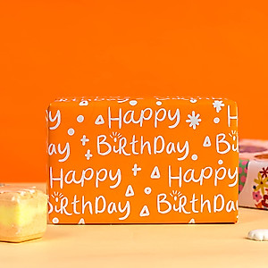 LeZakaa Reversible Birthday Wrapping Paper Roll - Flower Balloon & Happy Birthday Lettering - 17 inches x 32.8 Feet (46.45 sq.ft.)