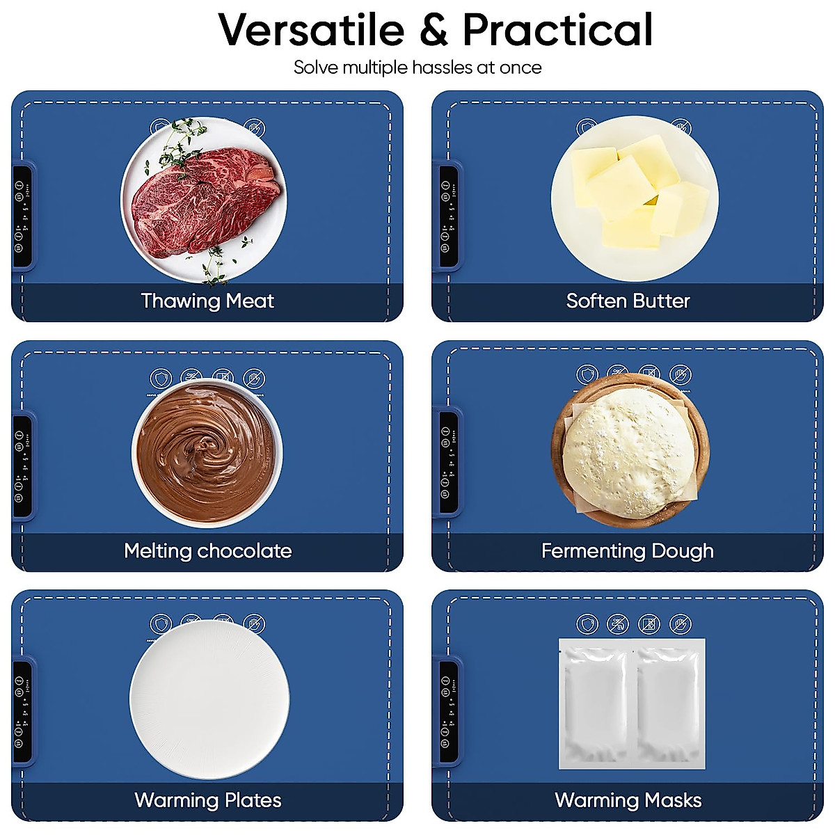 Warming Mat for Food, Warming Trays for Buffets Party - Full Surface Heating, Rollable, Premium Nano Silicone Food Warmer Mat with 3 Temperature Settings, Auto Shut-Off
