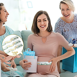 3 Rolls Baby Shower Measure Belly Game Baby Shower Games How Big Is Baby Bump Belly Measuring Tape for Gender Reveal Games Party Supplies, 2 Inch x 115 Ft (Leaves Style)