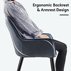 TUKAILAi Modern Design Dining Chairs Set of 4, Faux Leather Accent Chairs with Cushioned Seat and Arms, Upholstered Leisure Armchairs for Kitchen Restaurant Commercial (Blue)