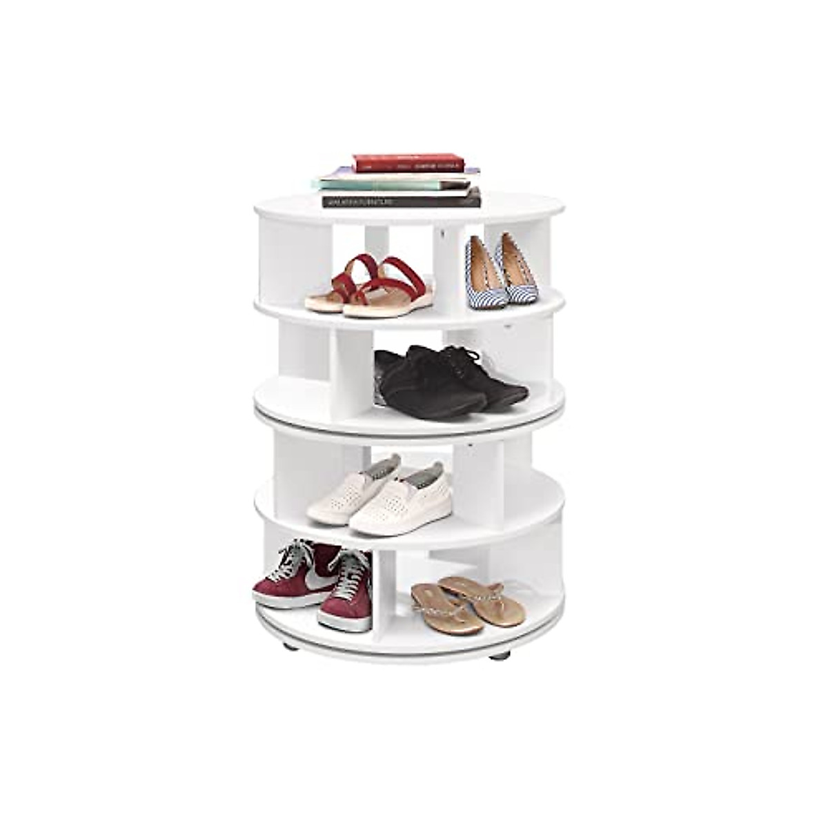 KB Designs - Revolving 16 Pair Shoe Rack Storage Organizer, White