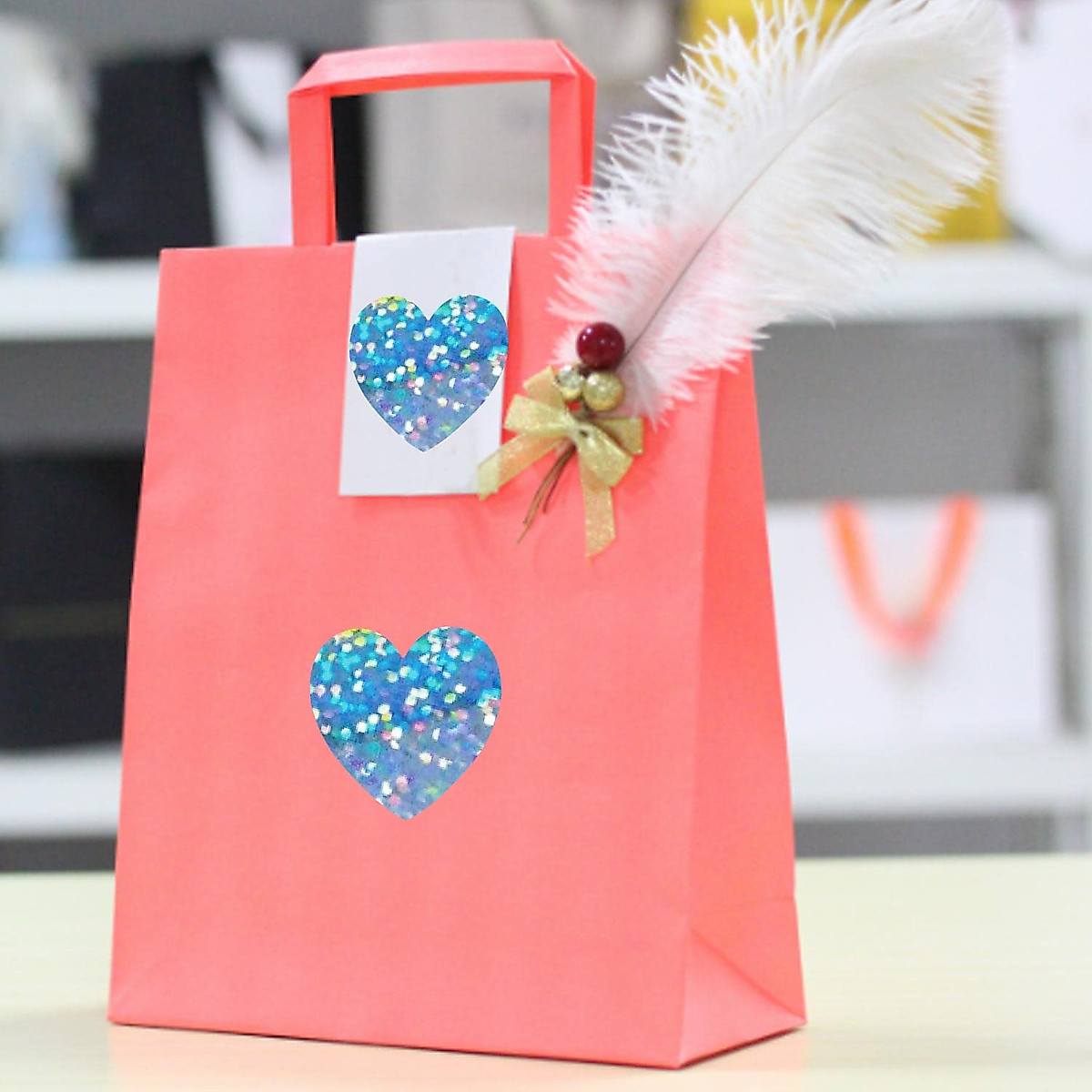 Glitter Valentine Heart Stickers Valentine's Love Decorative Stickers 1.1 Inch - 500 Valentine's Day Decorations Accessories for Kids Parties Envelops