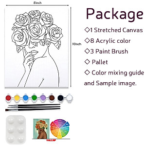 VALLSIP Canvas Painting Kits Pre Drawn Canvas for Painting for Adults Paint and Sip Party Supplies Stretched Canvas to Paint Games Ladies Night Flower Girl Mindfulness Date Night Ideas
