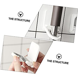 CIYODO 3pcs Bathroom Punch-Free Hanger Clips Mount Storage Shape Broom Racks Traceless Hook Garden Holds Slip Grippers White C- Organizer Anti- Wall Self Multifunctional Drilling