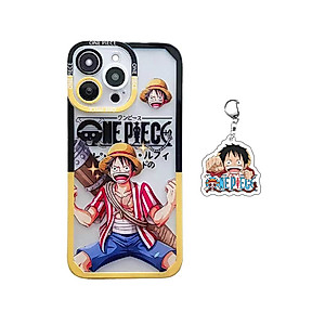 Cool Japan Anime Case Clear Cartoon Compatible with for iPhone XR Pattern Back Soft Silicone Clear TPU with Anime Keychain Case for Teen Boys and Girls Women(XR Yellow)