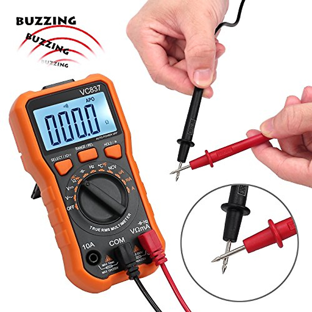 Proster Autoranging Multimeter 6000 Counts AC DC Current Tester Voltage Meter Volt Ohm Meter with Alligator Clips TRMS NCV Temperature Capacitance Diode Audible Continuity Meter
