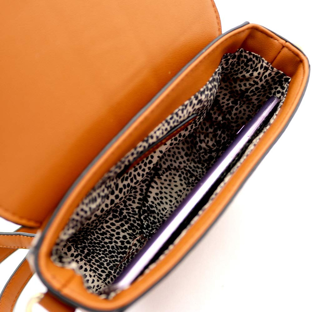 Trendeology Boho Tassel Braided Flap Vegan Leather Girls Womens Saddle Bag Crossbody Purse (Small Classy Saddle Crossbdy - Coral)