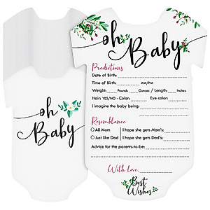 Sparkle and Bash 50 Pack Girl Baby Shower Prediction and Advice Cards for Parents to Be, Floral Themed Party Games (5 x 7 In)